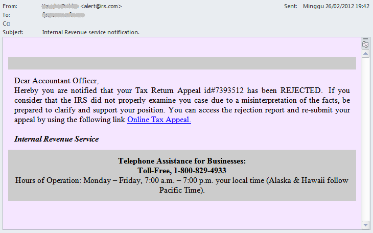 BBB & IRS Spam Campaign