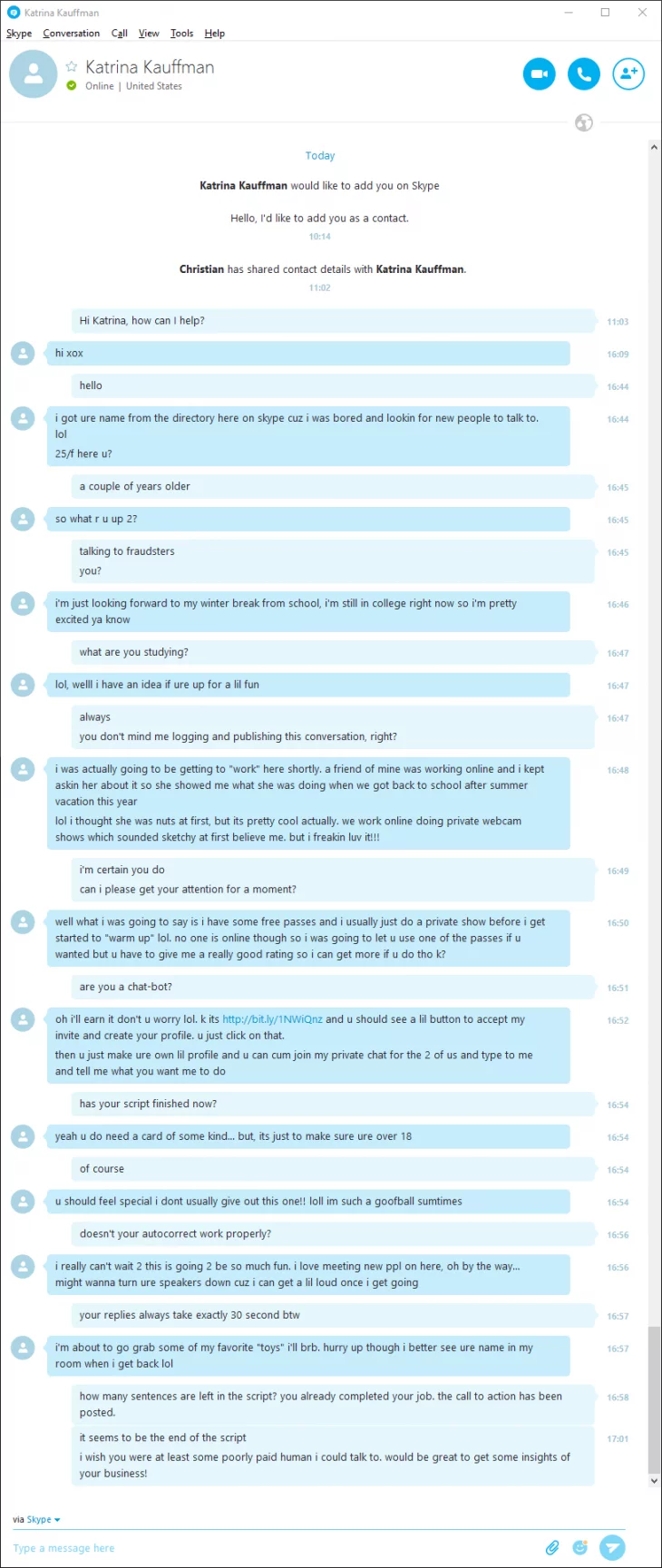 A Skype scam bot attempted to lure our CEO. This is what happened.