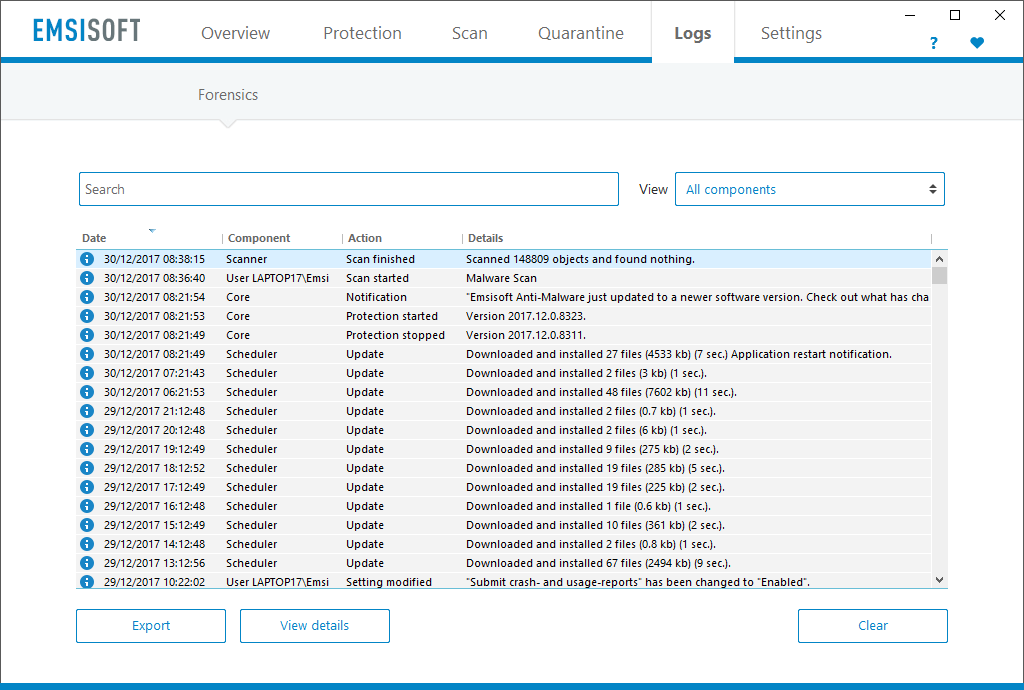 New in 2017.12: More efficient logs and license management