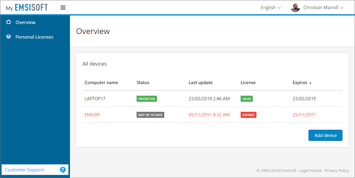 New MyEmsisoft web portal replaces License Center