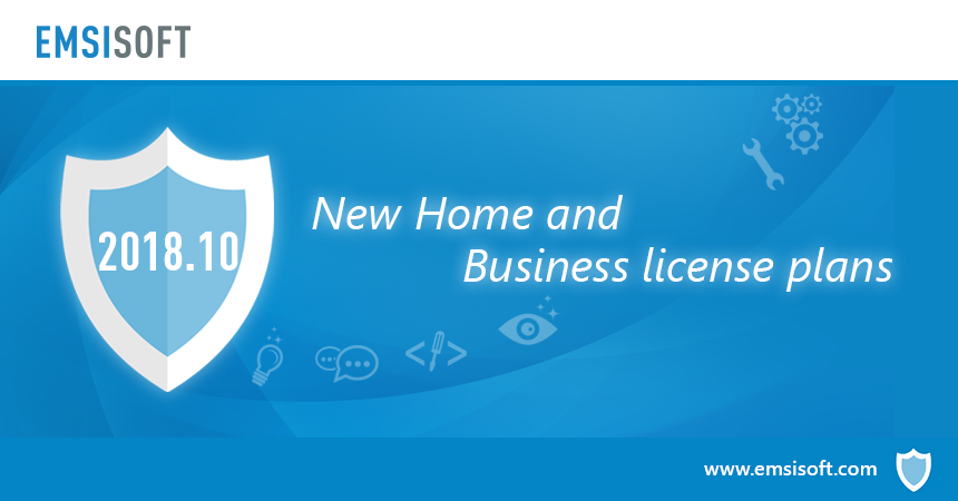 New in 2018.10: New Home and Business license plans